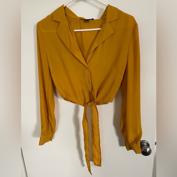 Tops | Mustard Long Sleeve Crop Top | Poshmark
